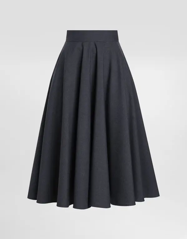 Dolce & Gabbana Woolen Midi Circle Skirt Skirts Gray