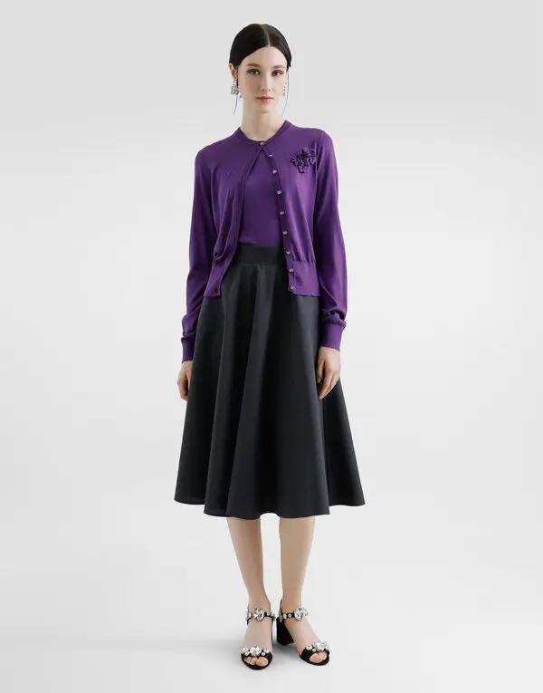 Dolce & Gabbana Woolen Midi Circle Skirt Skirts Gray