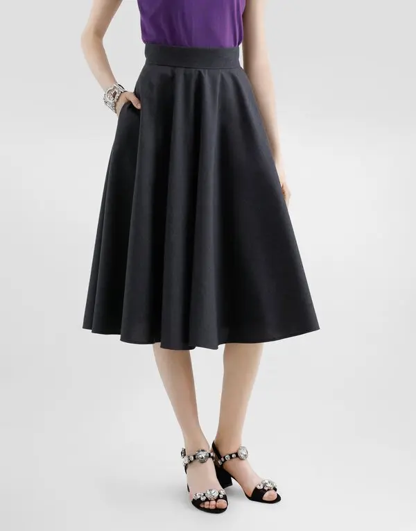 Dolce & Gabbana Woolen Midi Circle Skirt Skirts Gray