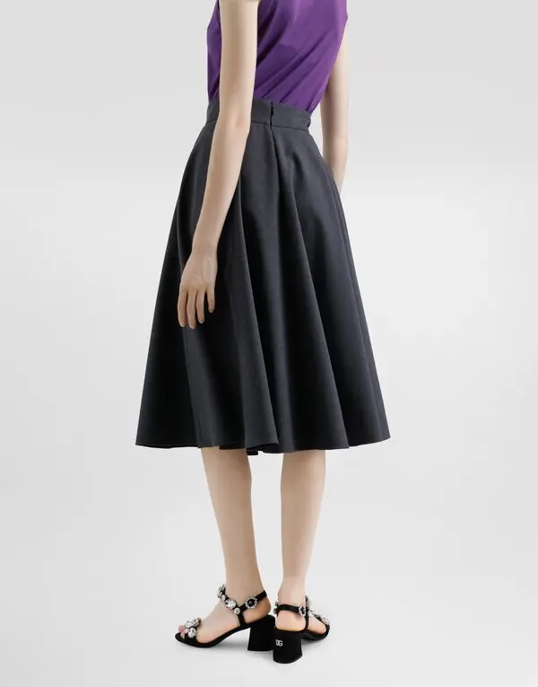 Dolce & Gabbana Woolen Midi Circle Skirt Skirts Gray