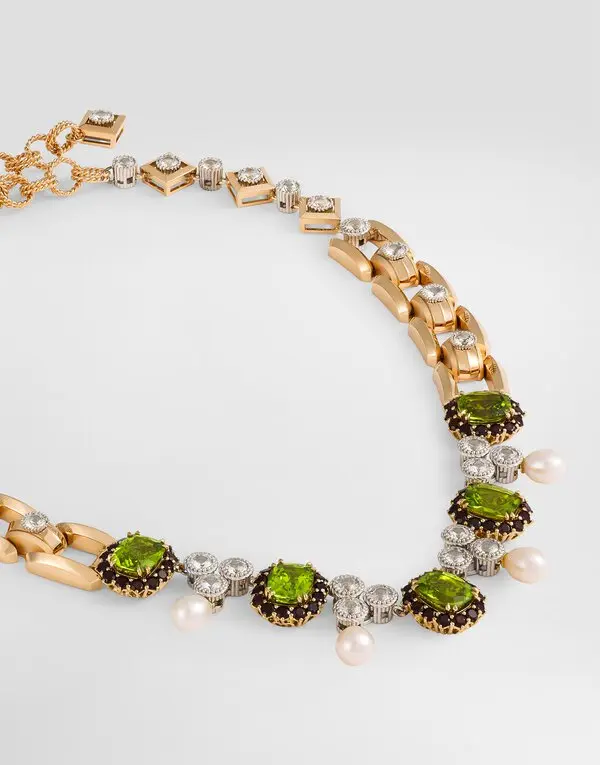 Dolce & Gabbana 18-carat White And Yellow Necklace With Topazes And Sapphires