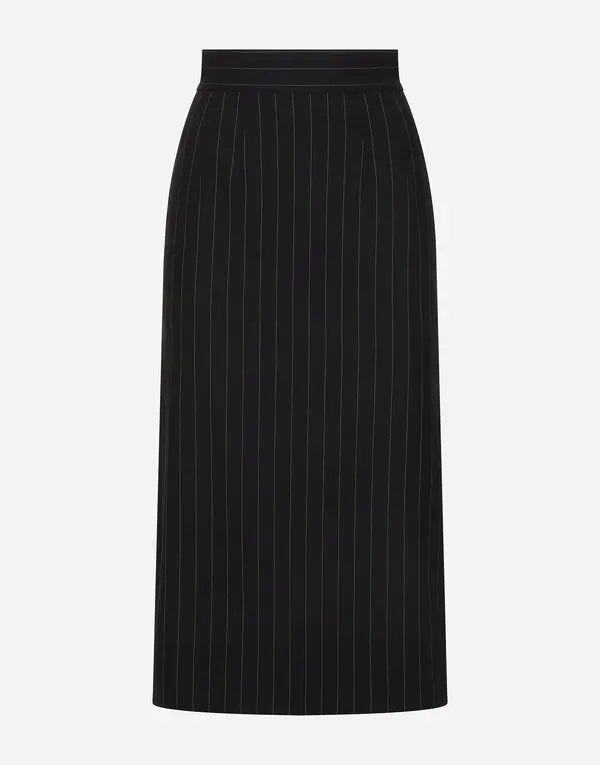 Dolce & Gabbana Pinstriped Wool Calf-length Skirt