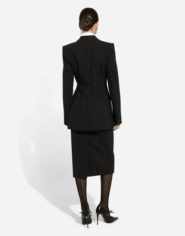 Dolce & Gabbana Pinstriped Wool Calf-length Skirt