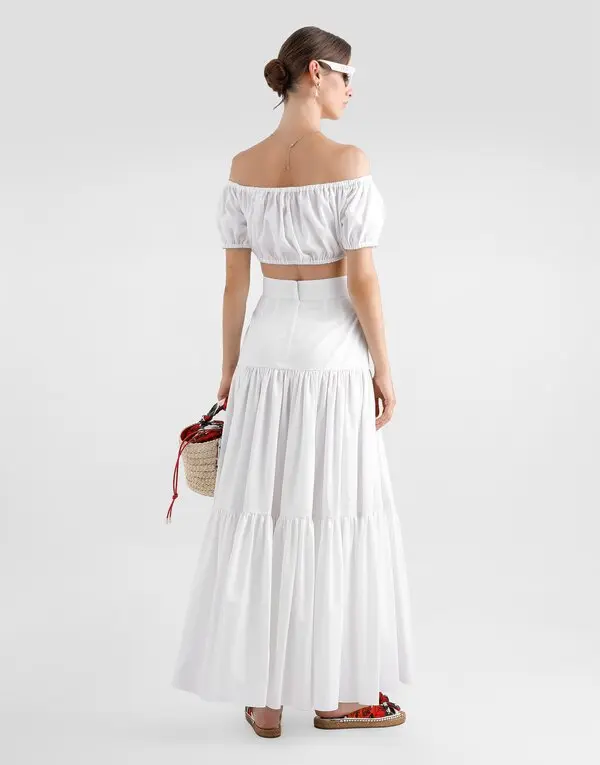 Dolce & Gabbana Cotton Poplin Bardot Crop Top