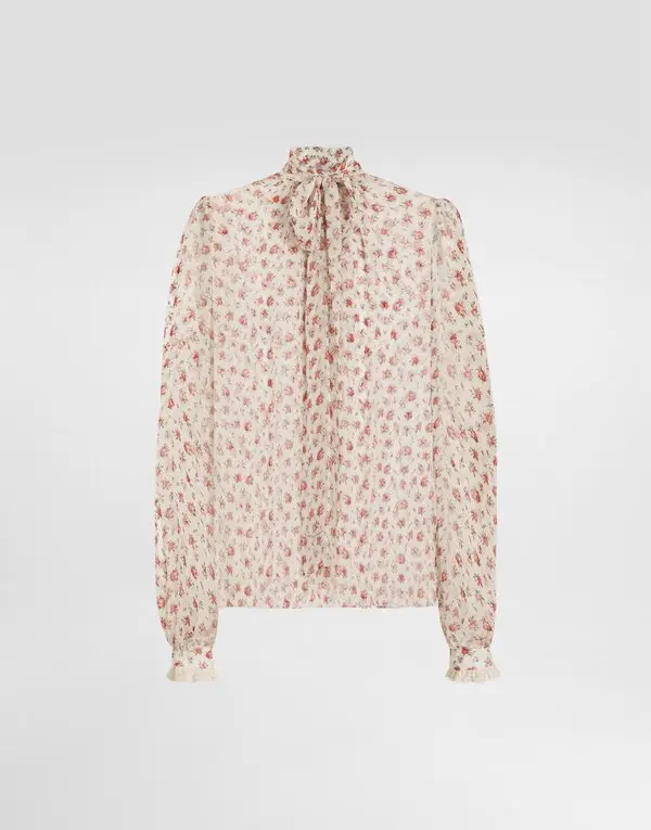 Dolce & Gabbana Rose-print Chiffon Blouse