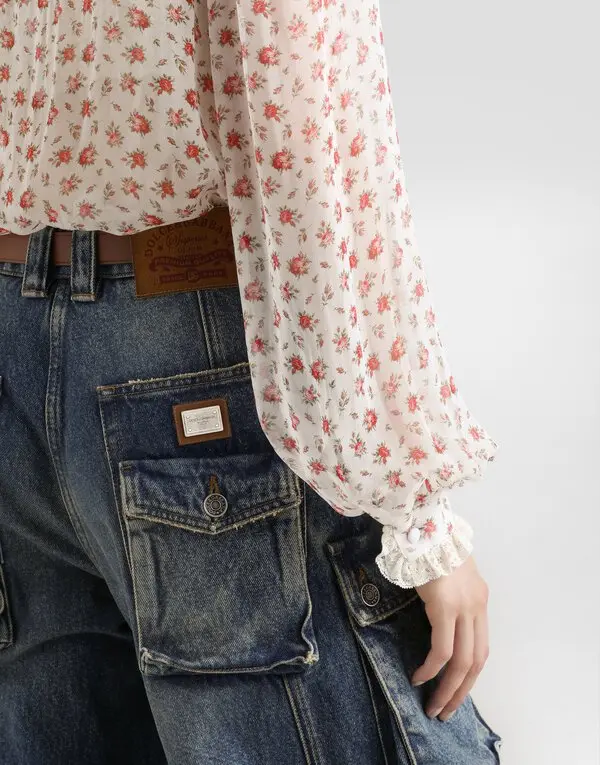 Dolce & Gabbana Rose-print Chiffon Blouse