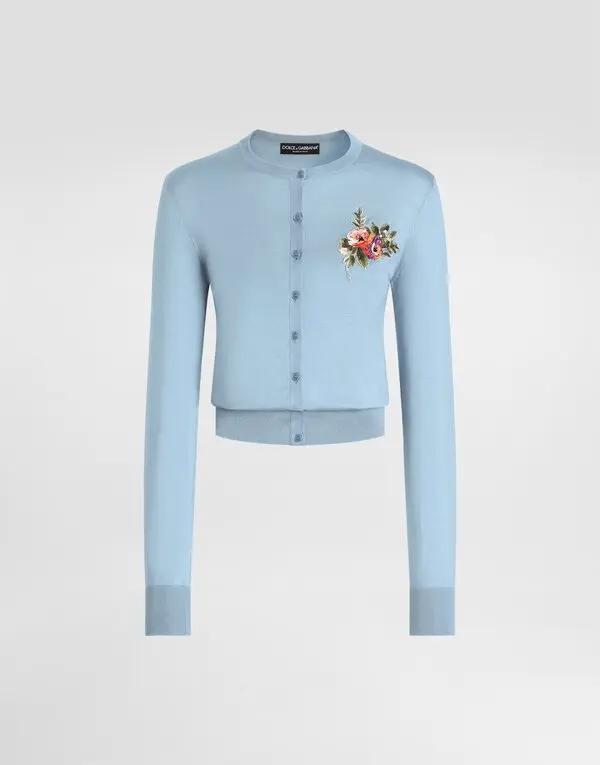 Dolce & Gabbana Silk Cardigan With Buttons Sweaters And Cardigans