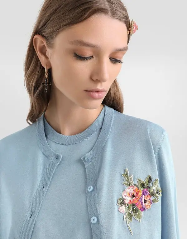 Dolce & Gabbana Silk Cardigan With Buttons Sweaters And Cardigans