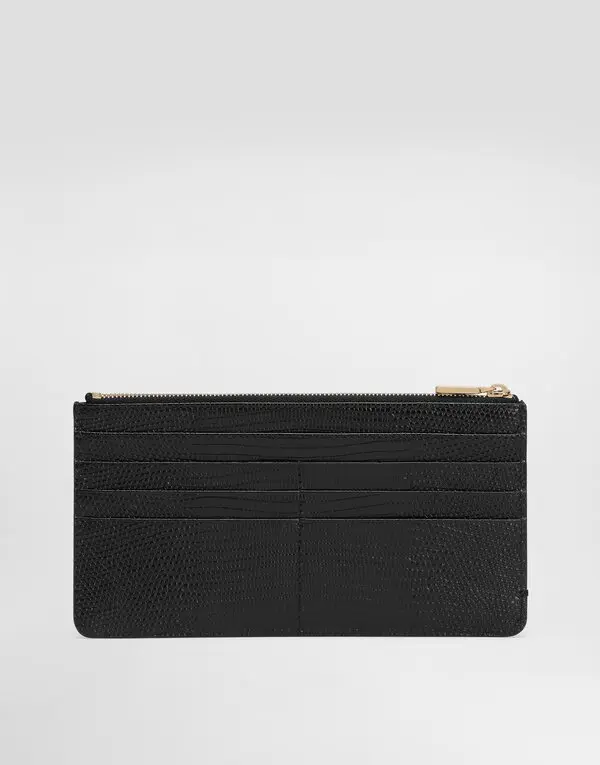 Dolce & Gabbana Iguana-print Leather Card Holder With Plate Wallets And Small Leather Goods Leather