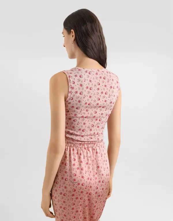 Dolce & Gabbana Small Rose-print Viscose Tank Top - Multicolor