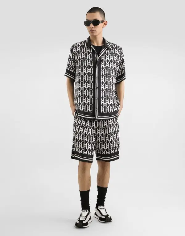 Dolce & Gabbana Printed Silk Twill Bermuda Shorts