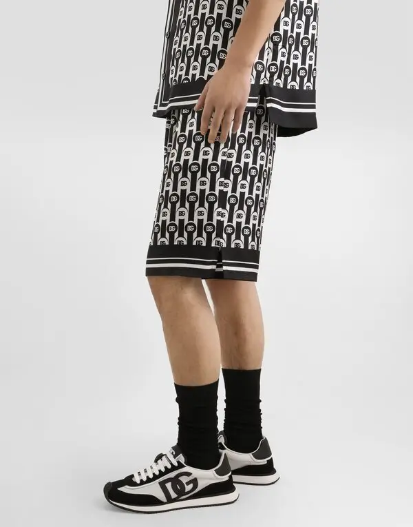 Dolce & Gabbana Printed Silk Twill Bermuda Shorts