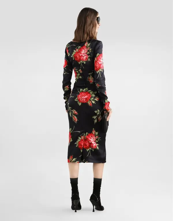 Dolce & Gabbana Rose Bouquet-print Sheath Dress Dresses
