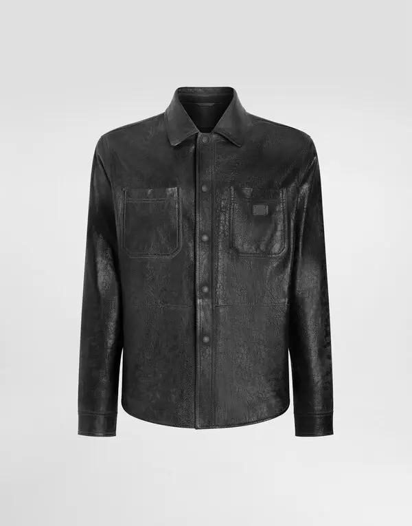 Dolce & Gabbana Leather Shirt With Logo And Tag Shirts