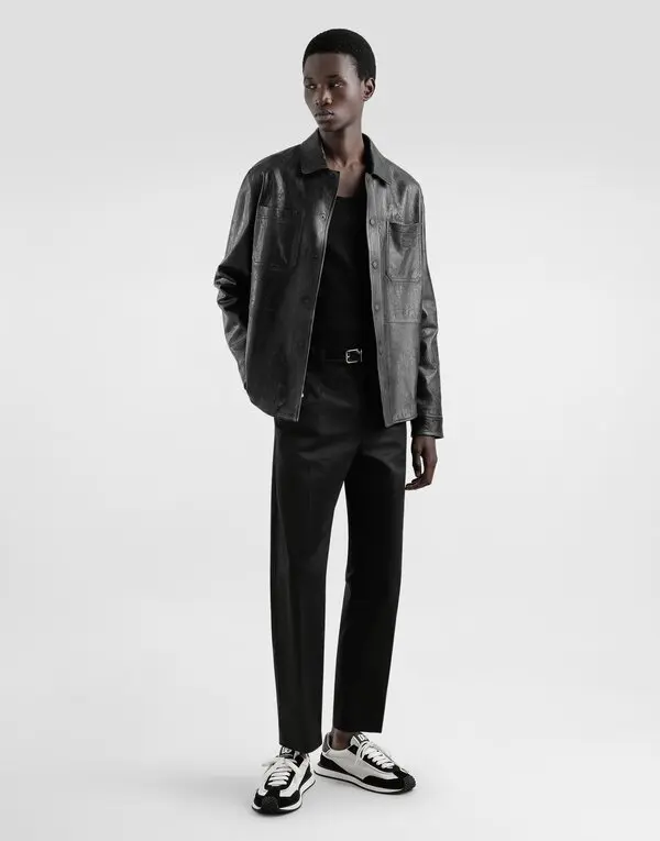 Dolce & Gabbana Leather Shirt With Logo And Tag Shirts
