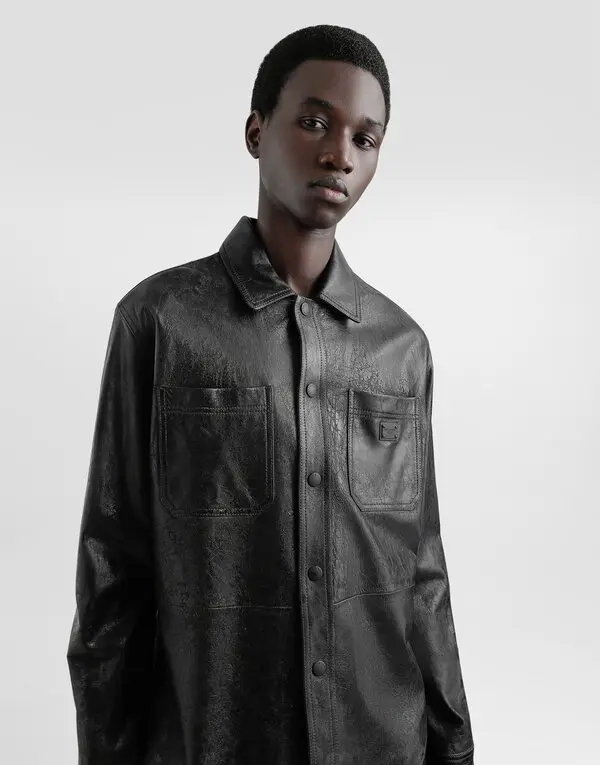 Dolce & Gabbana Leather Shirt With Logo And Tag Shirts