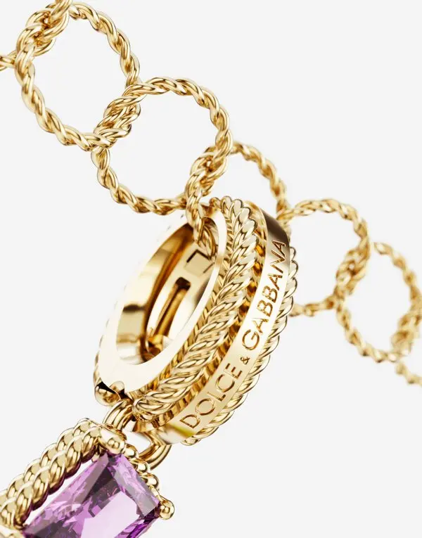 Dolce & Gabbana 18kt Yellow Letter Charm With Multi-coloured Gemstones - Gold