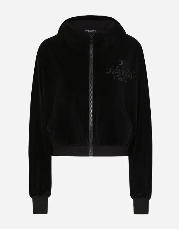 Dolce & Gabbana Chenille Cotton Hoodie T-shirts And Sweatshirts - Black