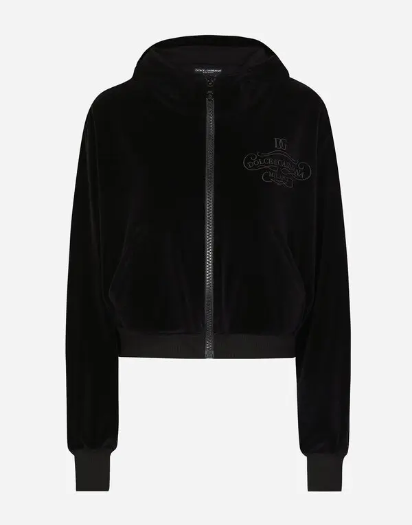 Dolce & Gabbana Chenille Cotton Hooded Sweatshirt - Black
