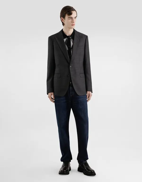 Dolce & Gabbana Single-breasted Taormina Wool Jacket Gray