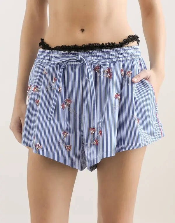 Dolce & Gabbana Crystal Flower-print Cotton Shorts