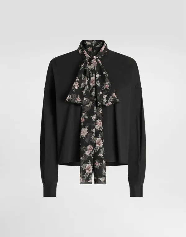 Dolce & Gabbana Poplin Shirt With Scarf Shirts And Tops - Black