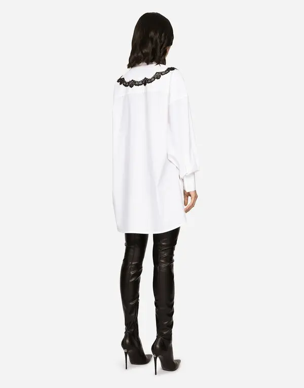 Dolce & Gabbana Oversize Poplin Shirt With Lace Inserts