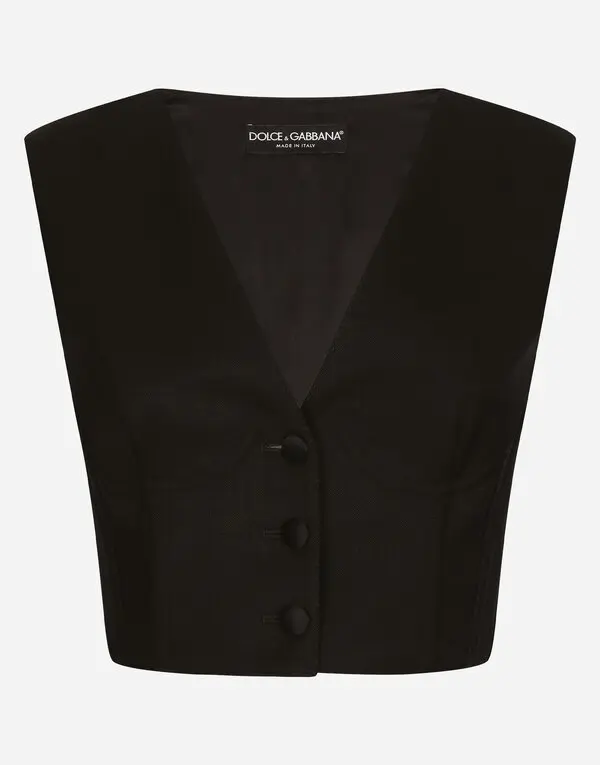 Dolce & Gabbana Cropped Cady Waistcoat With Corset Details