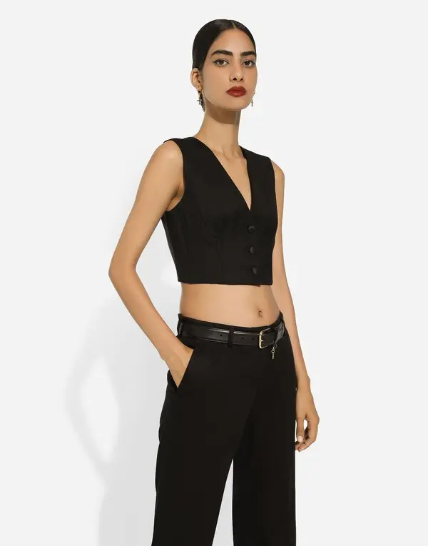 Dolce & Gabbana Cropped Cady Waistcoat With Corset Details