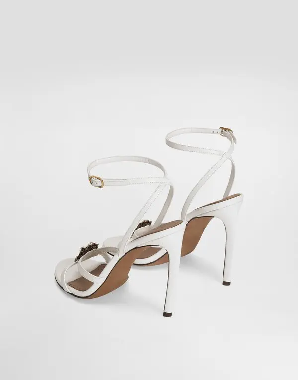 Dolce & Gabbana Devotion Calfskin Sandals Sandals And Wedges - White