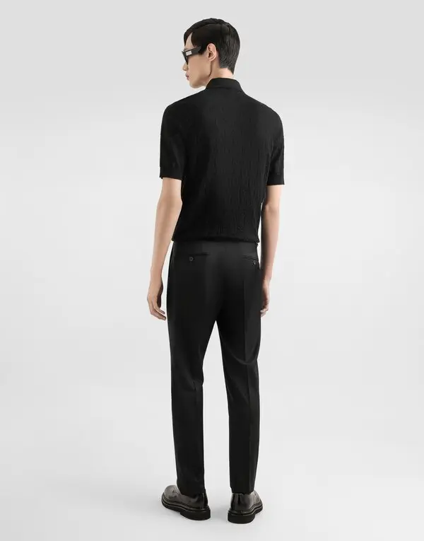 Dolce & Gabbana Silk Polo Shirt With Logo Sweaters And Cardigans