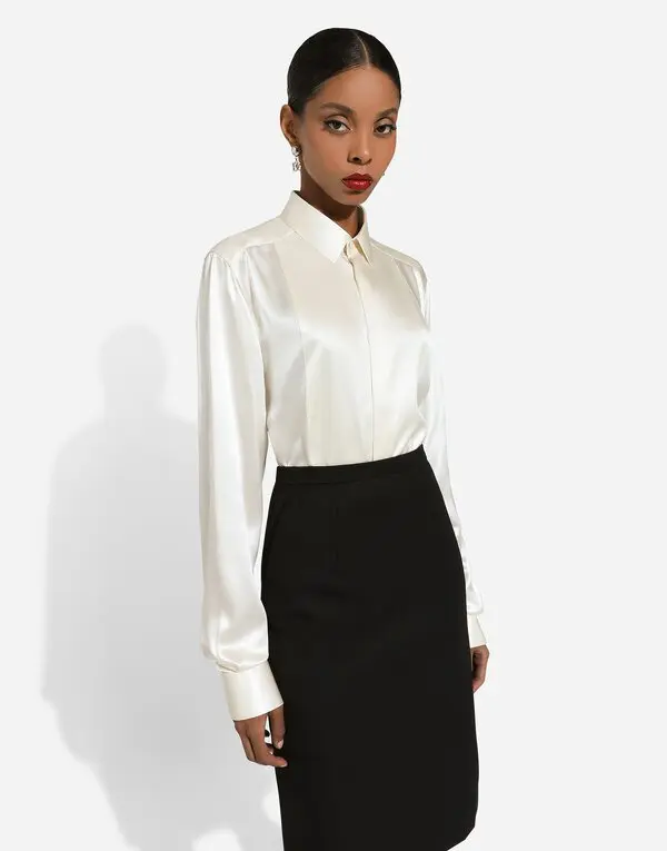 Dolce & Gabbana Silk Shirt With Shirt Front Shirts And Tops Silk