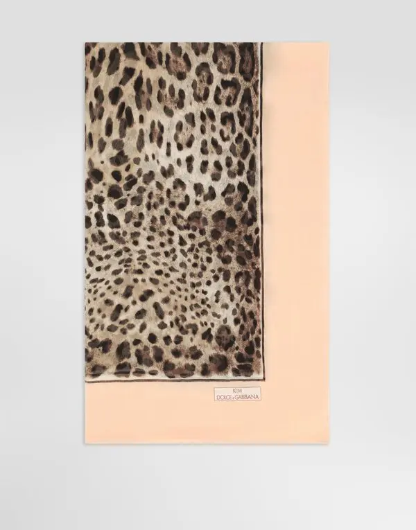 Dolce & Gabbana Silk Crepon Scarf With Leopard Print Scarves And Silks - Animal Print