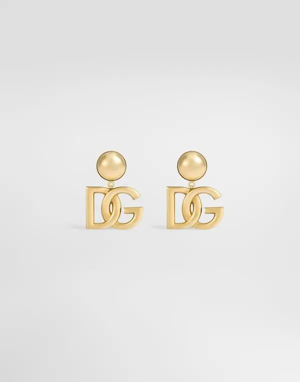 Dolce & Gabbana Dg Logo Clip-on Earrings With Faux Pearl Pendants - Gold