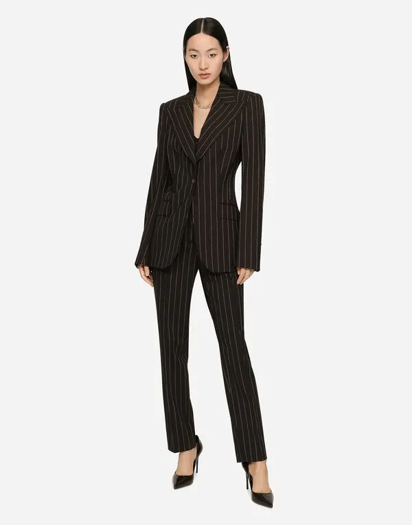 Dolce & Gabbana High-waisted Pinstripe Wool Pants Pants And Shorts Multi-colored Wool
