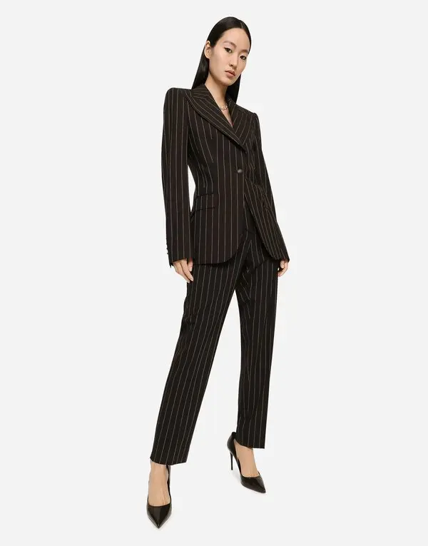 Dolce & Gabbana High-waisted Pinstripe Wool Pants Pants And Shorts Multi-colored Wool