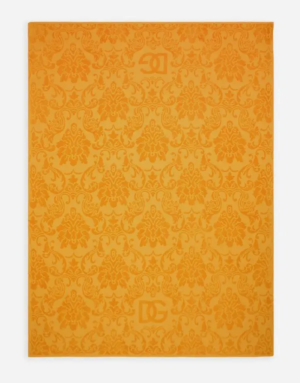 Dolce & Gabbana Beach Towel In Cotton Terry Jacquard Monochrome Towels - Multicolor