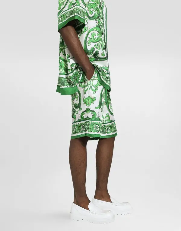 Dolce & Gabbana Majolica Silk Twill Jogging Shorts
