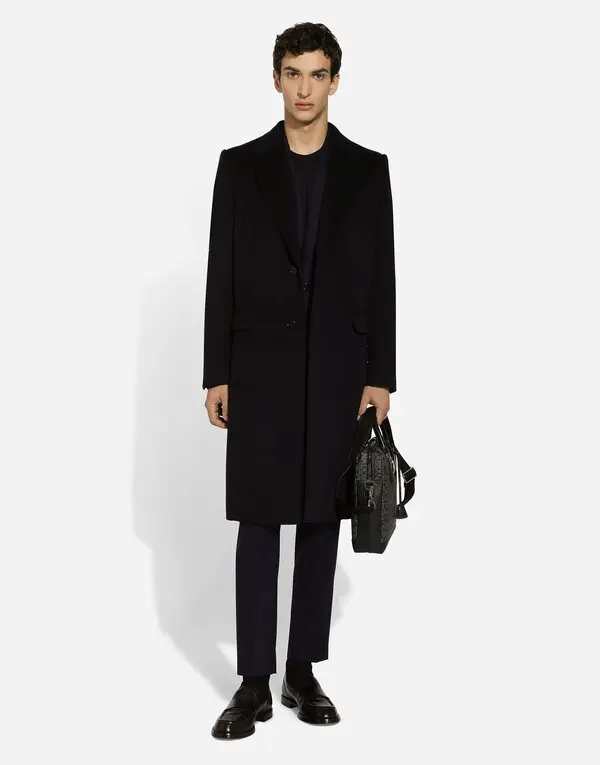 Dolce & Gabbana Single-breasted Cashmere Coat - Blue