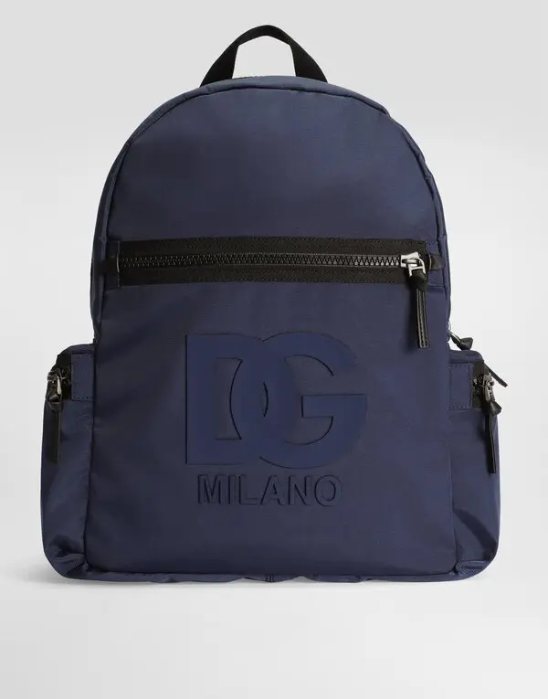 Dolce & Gabbana Nylon Backpack With Dg Rubber Patch Accessories - Azure