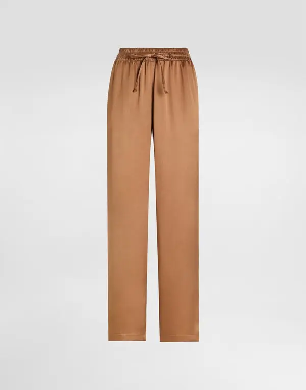 Dolce & Gabbana Double Silk Satin Pajama Pants Pants And Shorts - Beige