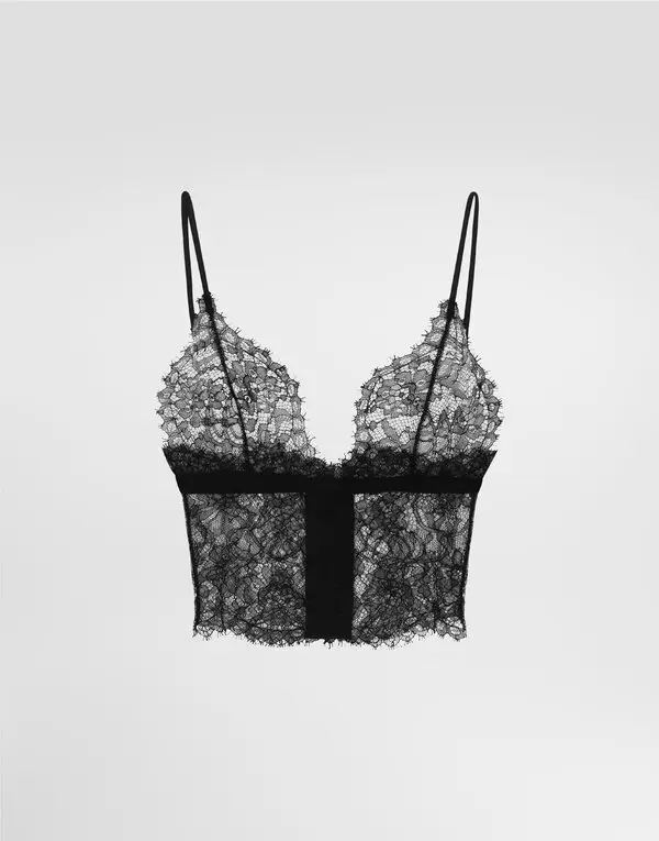 Dolce & Gabbana Triangle Lace Bralette Underwear - Black