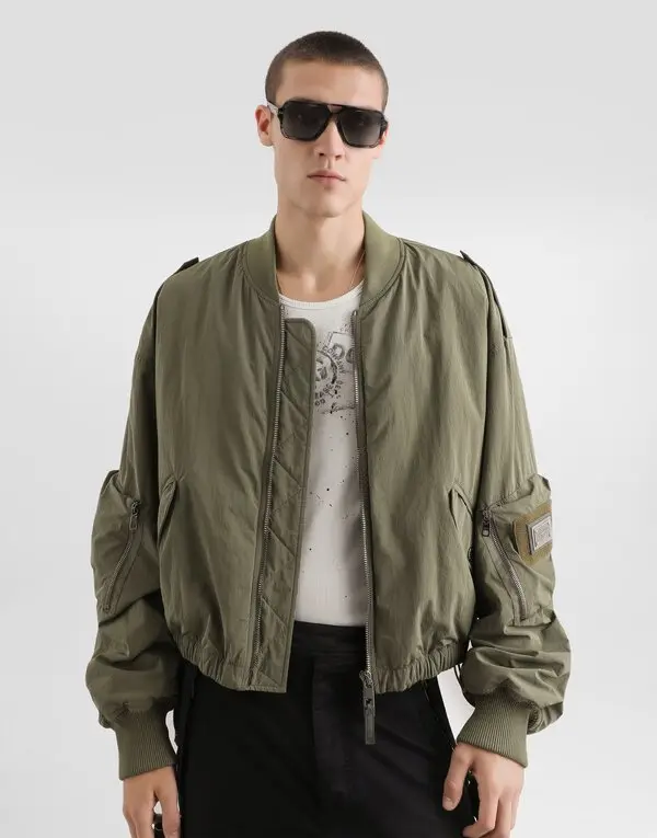 Dolce & Gabbana Wavy Nylon Bomber Jacket Coats And Jackets