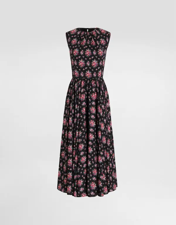 Dolce & Gabbana Small Flower Bouquets-print Charmeuse Dress Dresses - Multicolor