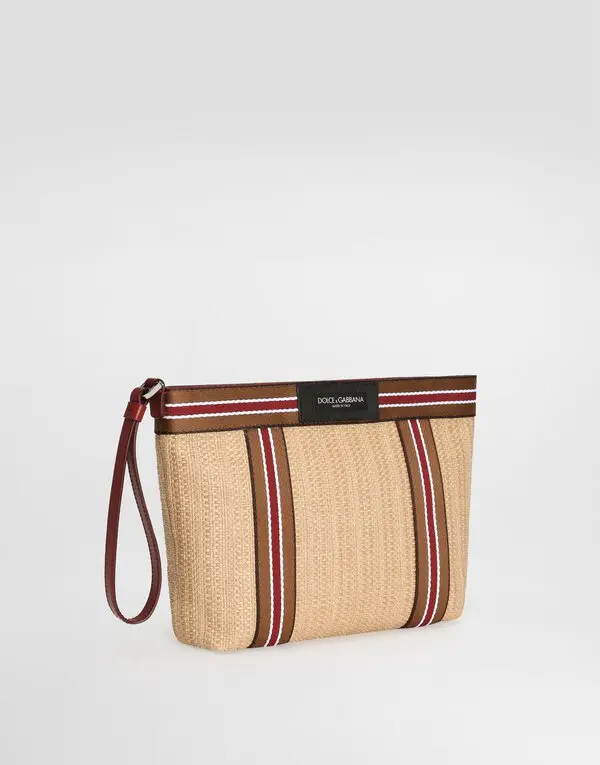 Dolce & Gabbana Essenza Raffia And Smooth Leather Toiletry Bag