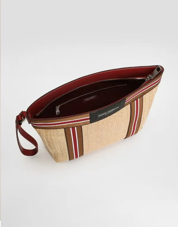 Dolce & Gabbana Essenza Raffia And Smooth Leather Toiletry Bag