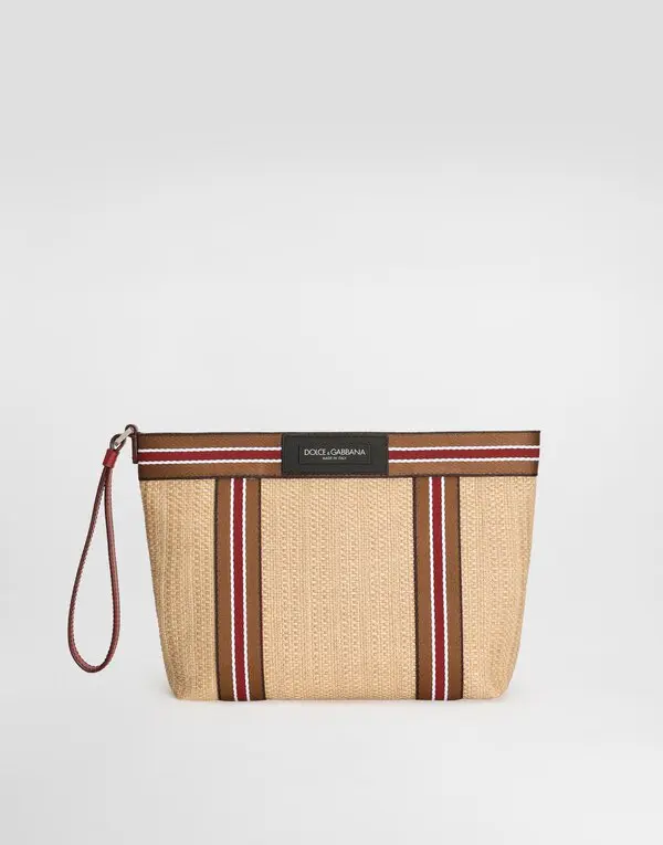 Dolce & Gabbana Essenza Raffia And Smooth Leather Toiletry Bag - Multicolor