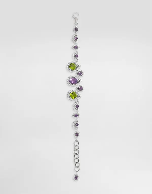 Dolce & Gabbana Eleganza Bracelet 18-carat Gold, Amethysts, Peridots, And Sapphires Bracelets - White