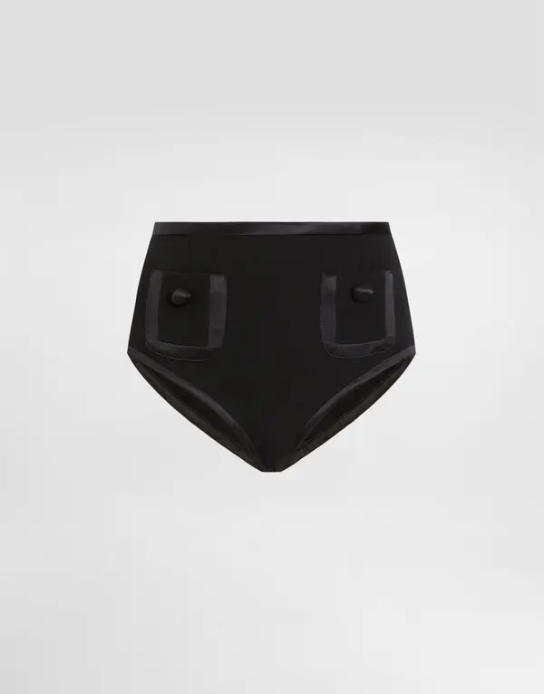 Dolce & Gabbana Woolen High-waisted Panties Pants And Shorts - Black