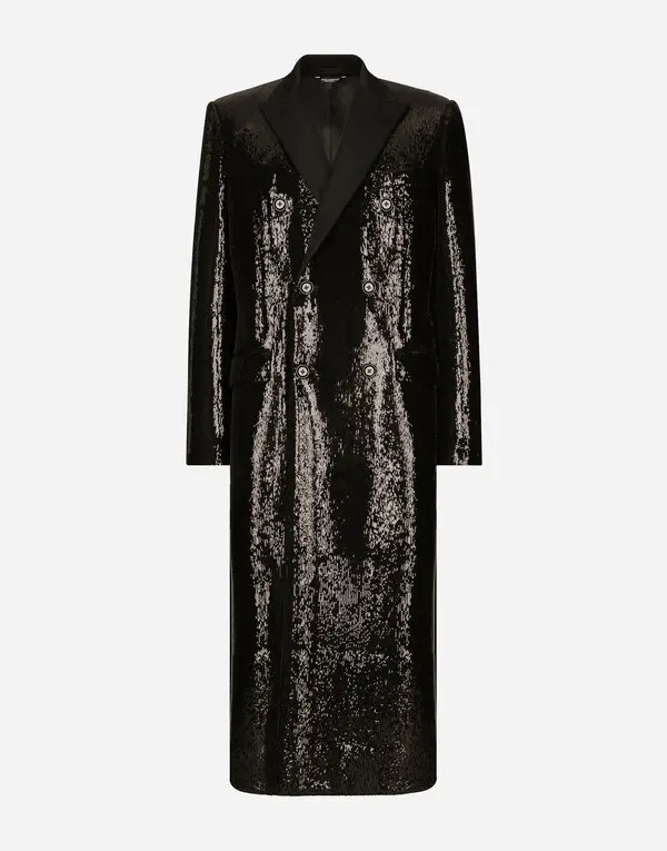 Dolce & Gabbana Sequined Double-breasted Coat Coats And Jackets Scuba